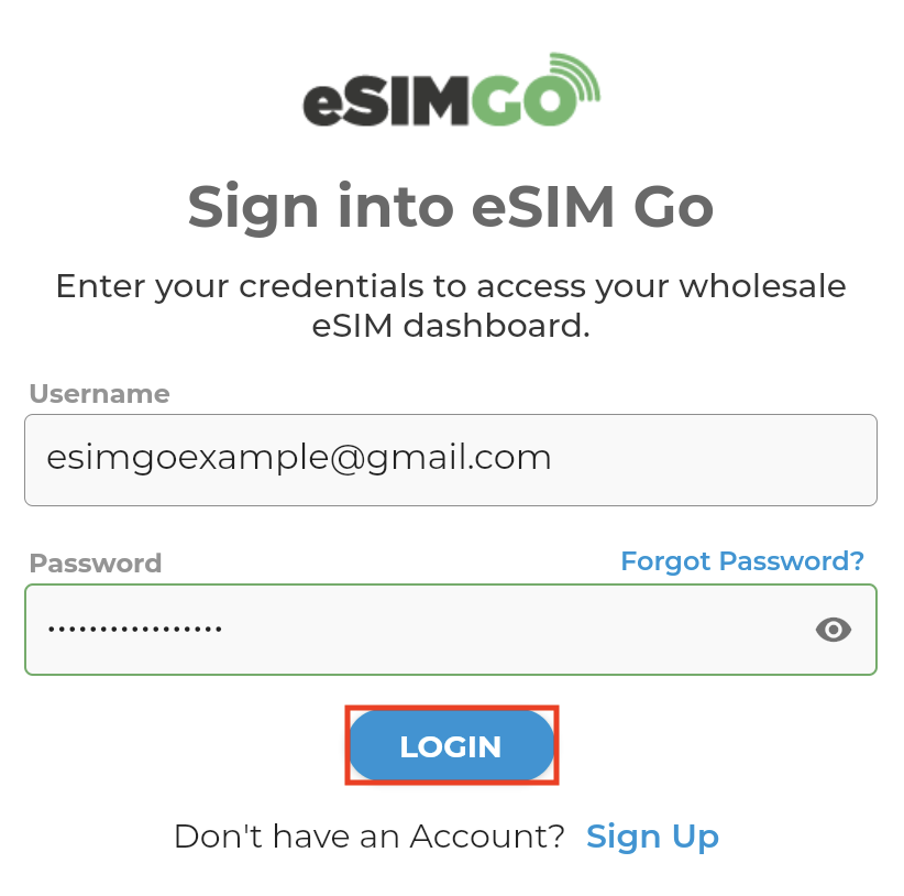 Log Into Your Account – eSIM Go